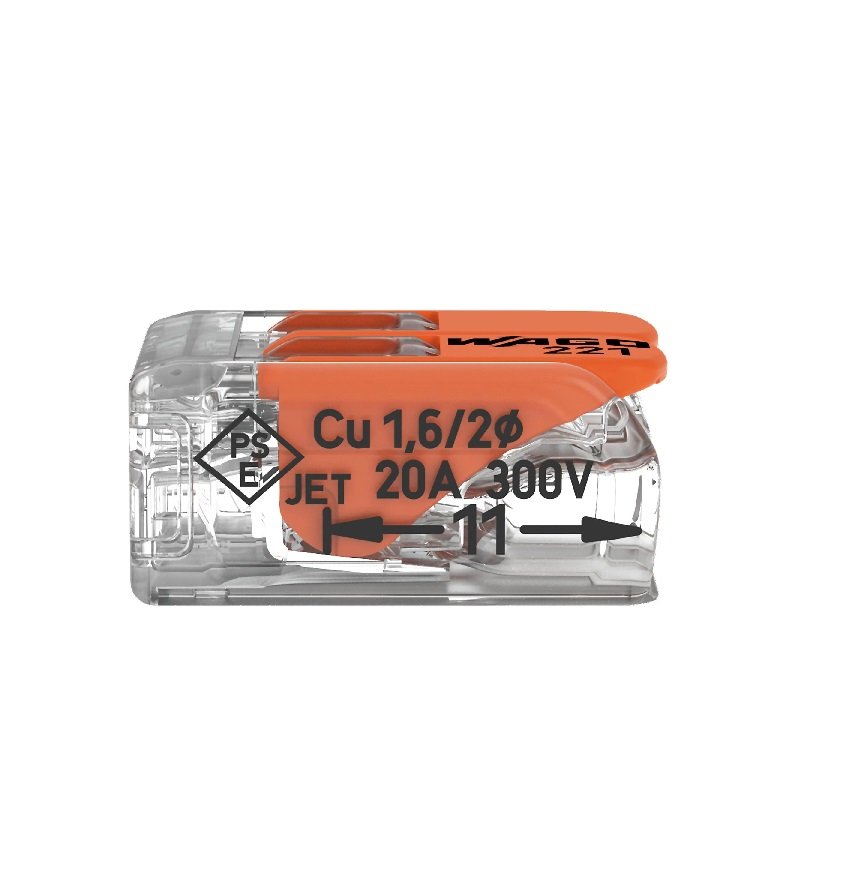 Conector Emenda Compacto WAGO 221-412 - 2 Pólos Até 4mm²