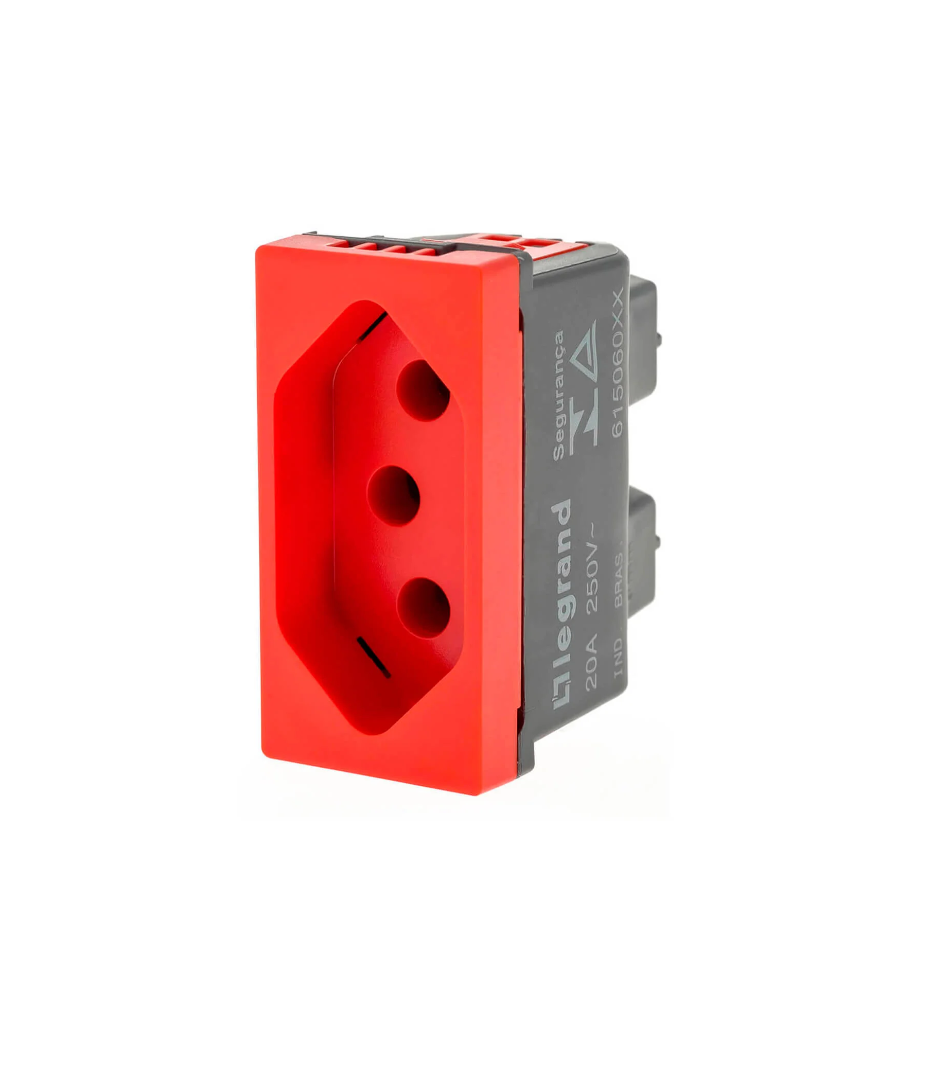 Módulo Tomada 2P+T 20A 250V Borne Parafuso Vermelho Plus+ 615079VM Legrand